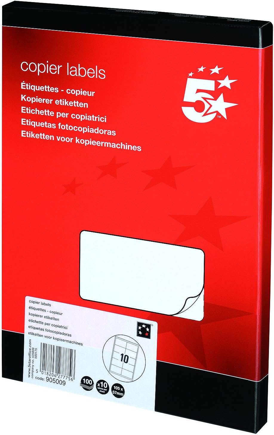 5 Star Labels Copier 10 per Sheet 105x57mm White [1000 Labels] : Amazon ...