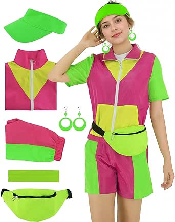 Amazon.com: JQAKFIY 80s Outfit for Women 90s Themed Tracksuit Neon ...