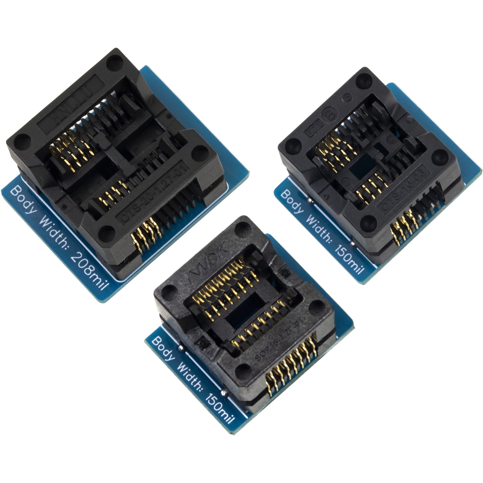 Amazon.com: 3pcs Programmer Adapter Socket Kit SOP8 to DIP8 150mil 200-208mil and SOP16 to DIP16 ...
