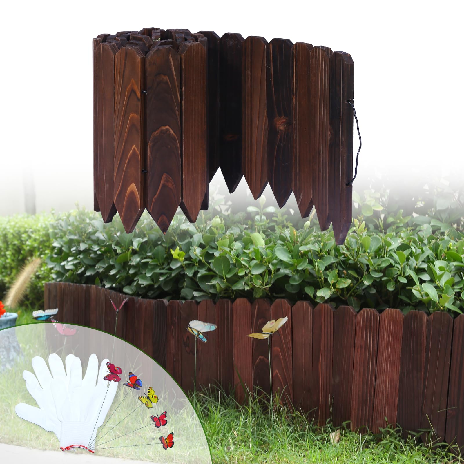 Amazon.com : YPshuye Wooden Garden Fence Outdoor Landscape Edging ...