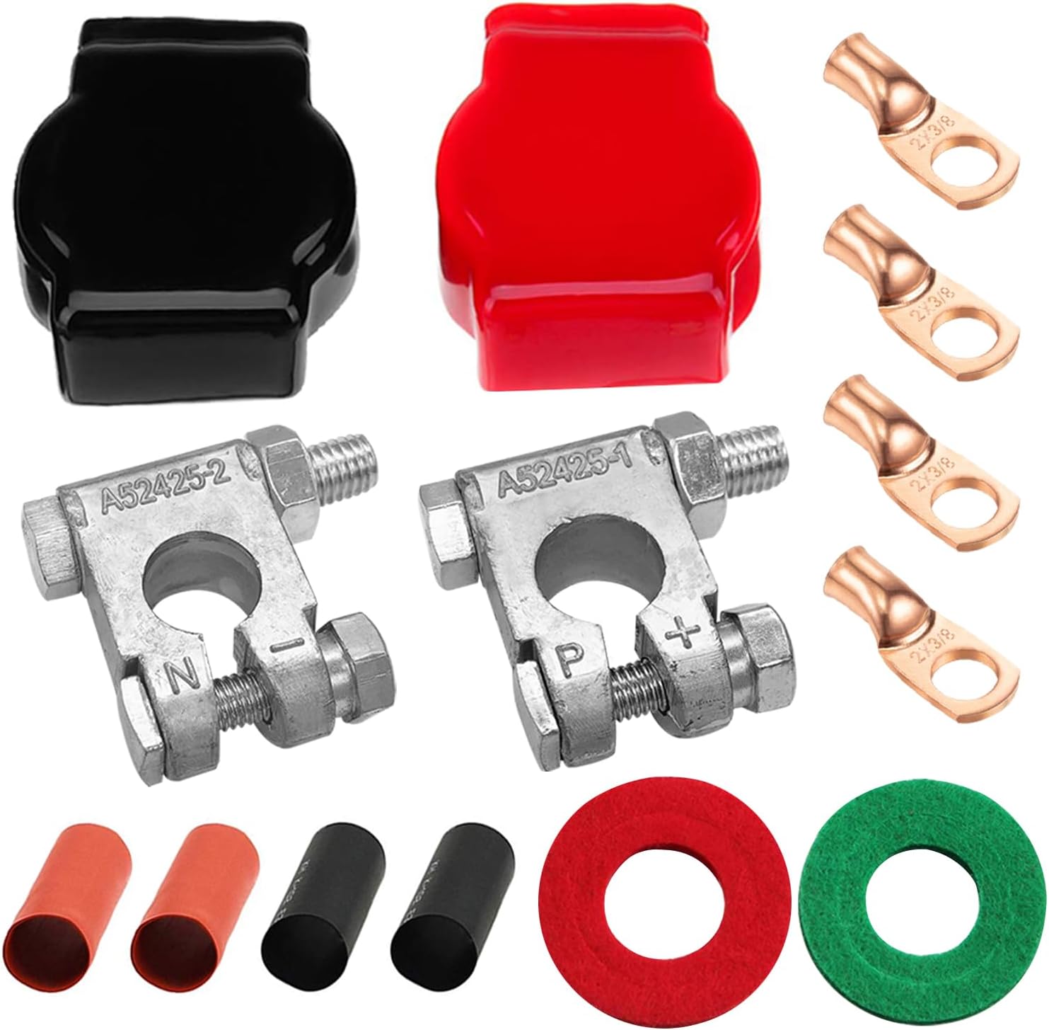 Ampper Military Spec Battery Terminal and Cover Top Post Kit with 4 ...