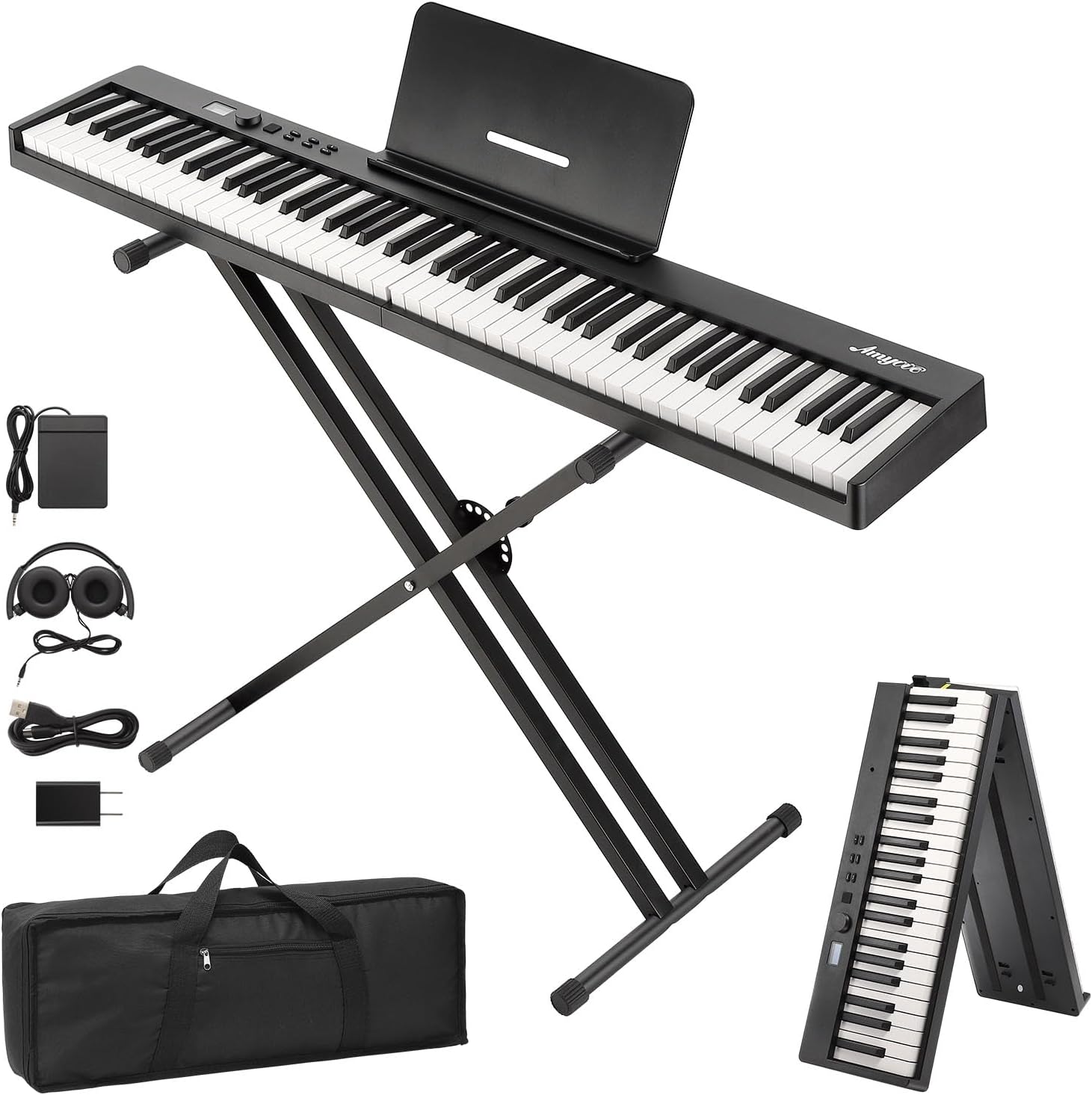 Amazon.com: 88-Key Portable Foldable Electronic Keyboard,Portable ...