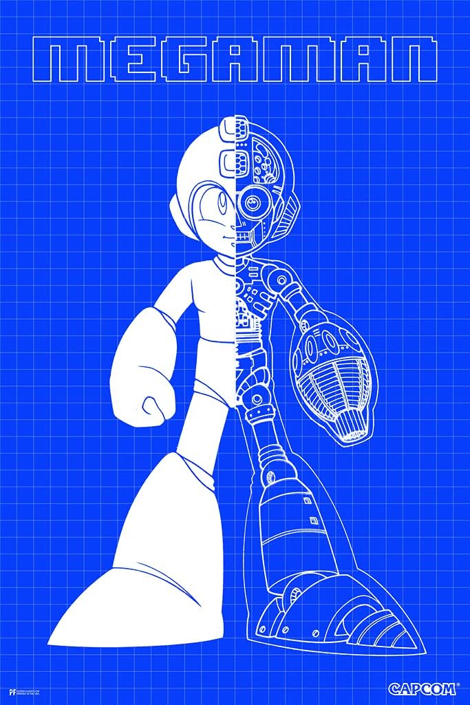 Mega Man Blueprint Art Video Game Video Gamer Australia | Ubuy