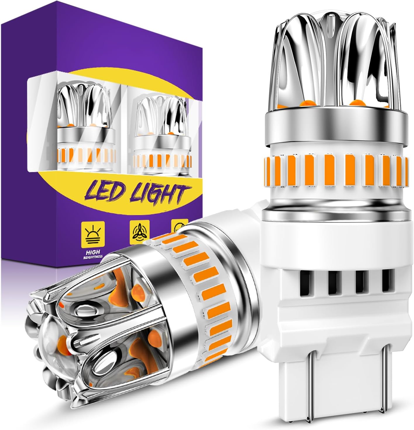 Amazon.com: Auxbeam 3157 LED Bulbs Amber Yellow Y2 Series Turn Signal ...
