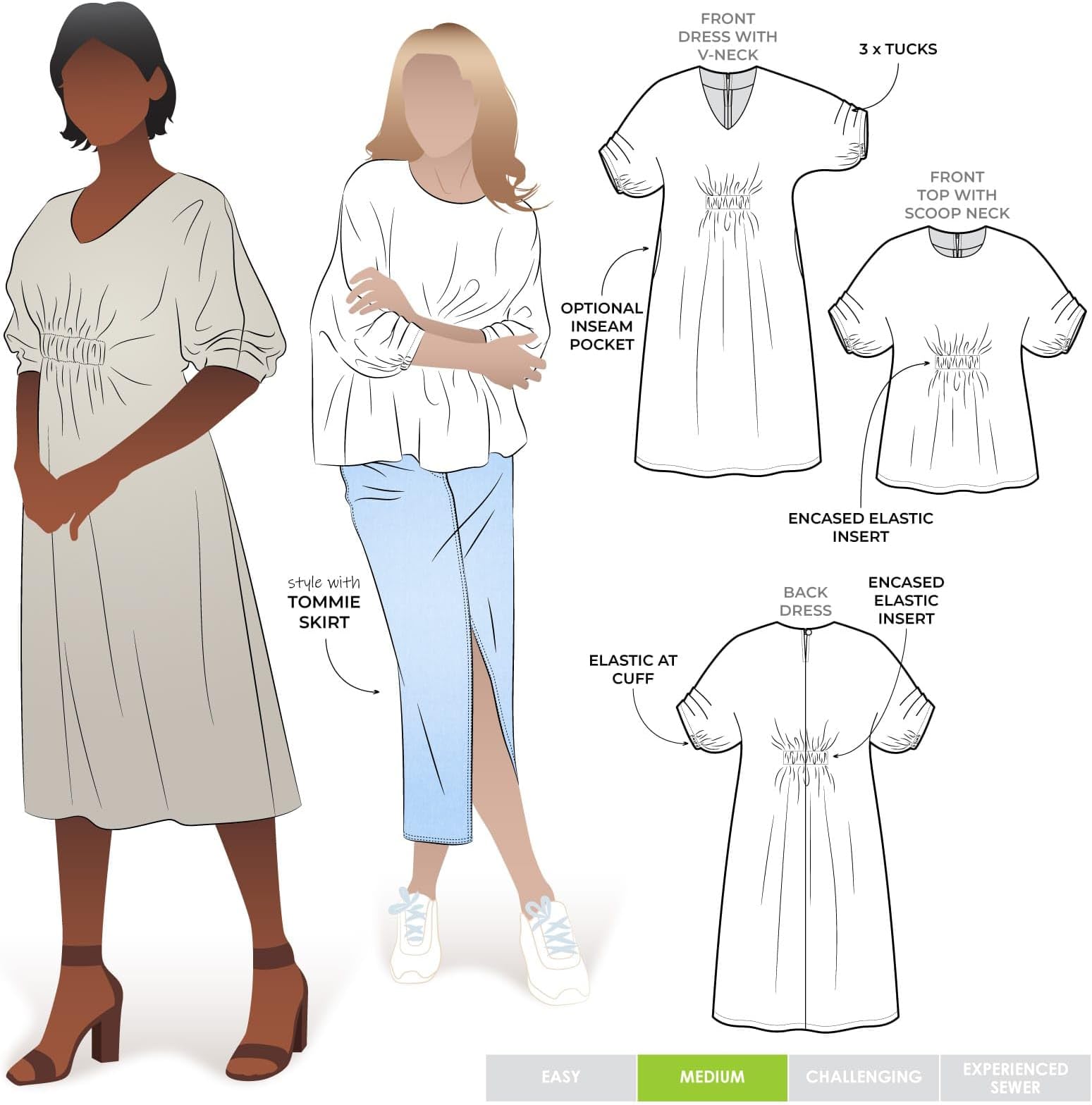 Style Arc Sewing Pattern - Zalia Woven Top and Dress (Sizes 10-22 ...
