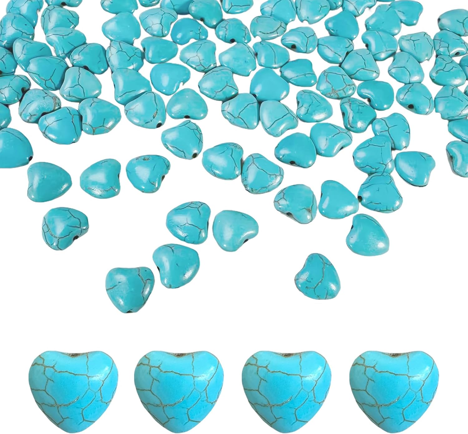 Amazon.com: Turquoise Love Beads for Jewelry Making 200pcs 12mm Natural ...