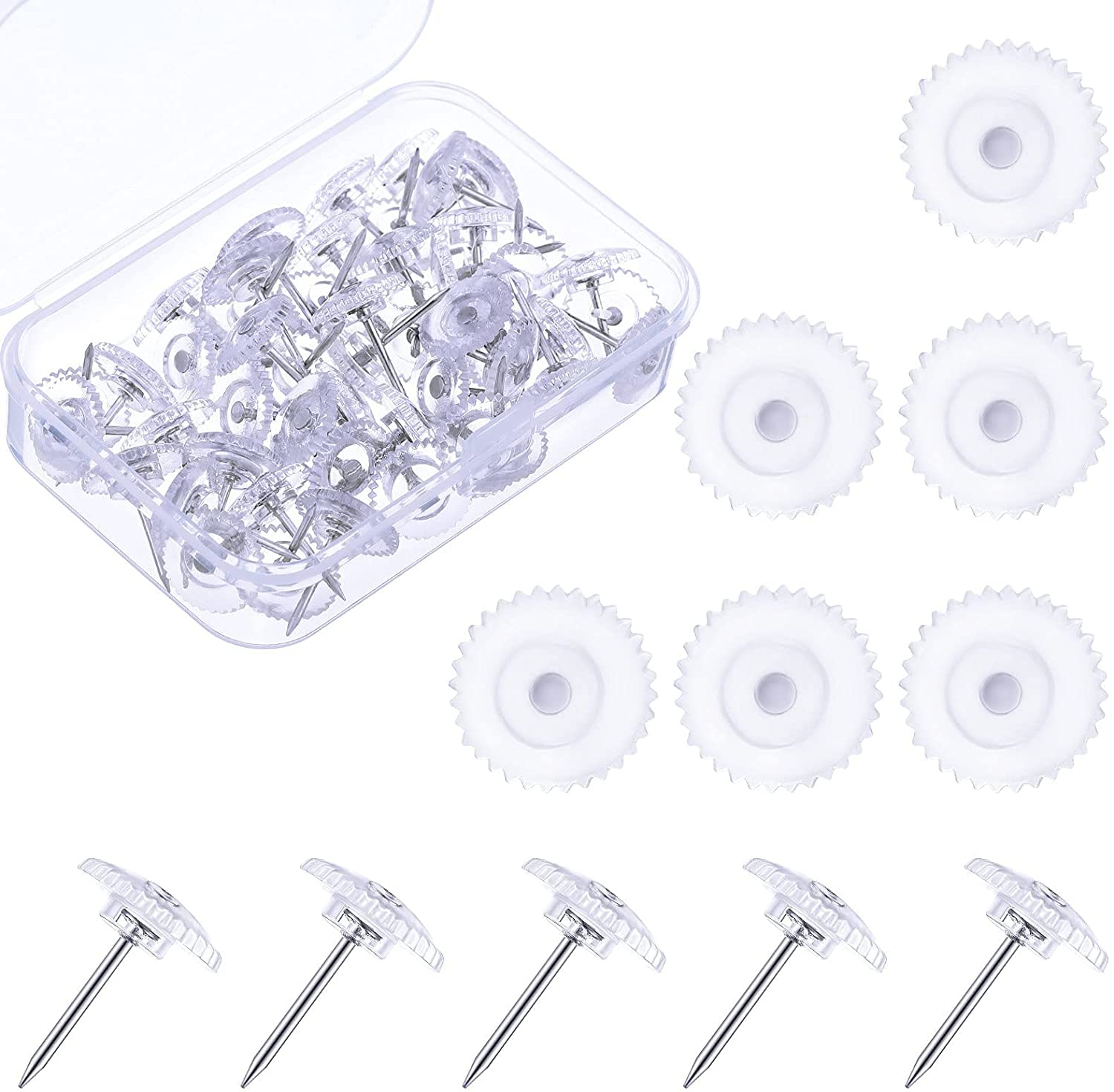Elecdon Clear Push Pins Small Plastic Thumb Tacks Steel Point ...