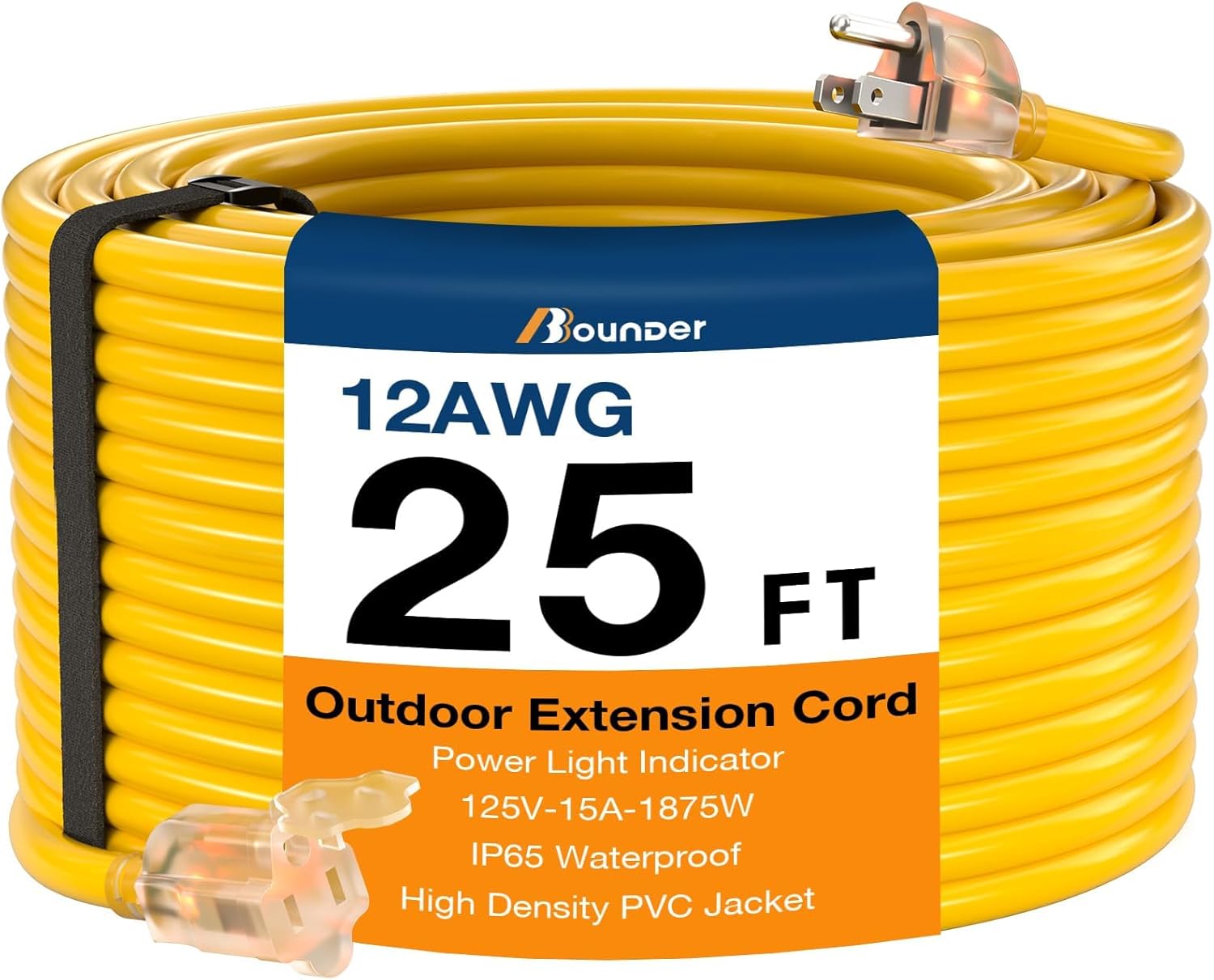 BBOUNDER Outdoor Extension Cord 25 FT Waterproof, 12/3 SJTW Heavy Duty ...