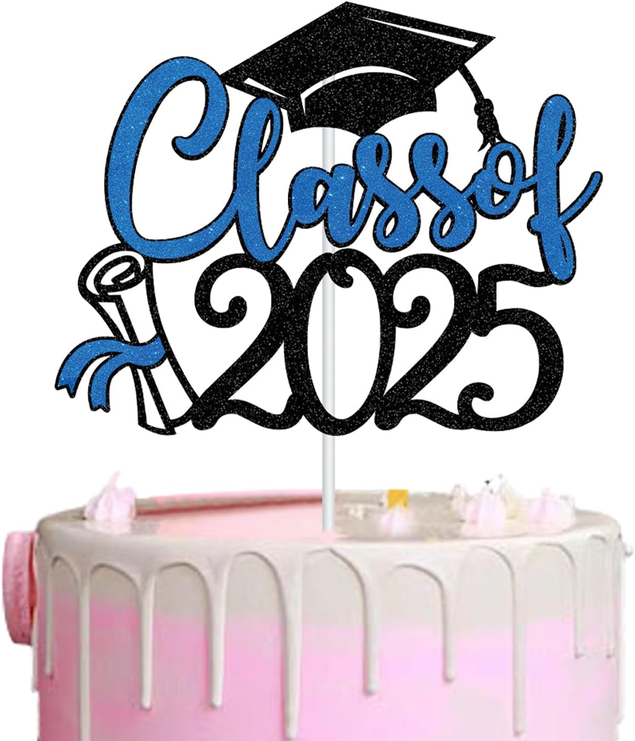 Amazon.com: 1Pack Class of 2025 Cake Topper Glitter Diploma Graduation ...
