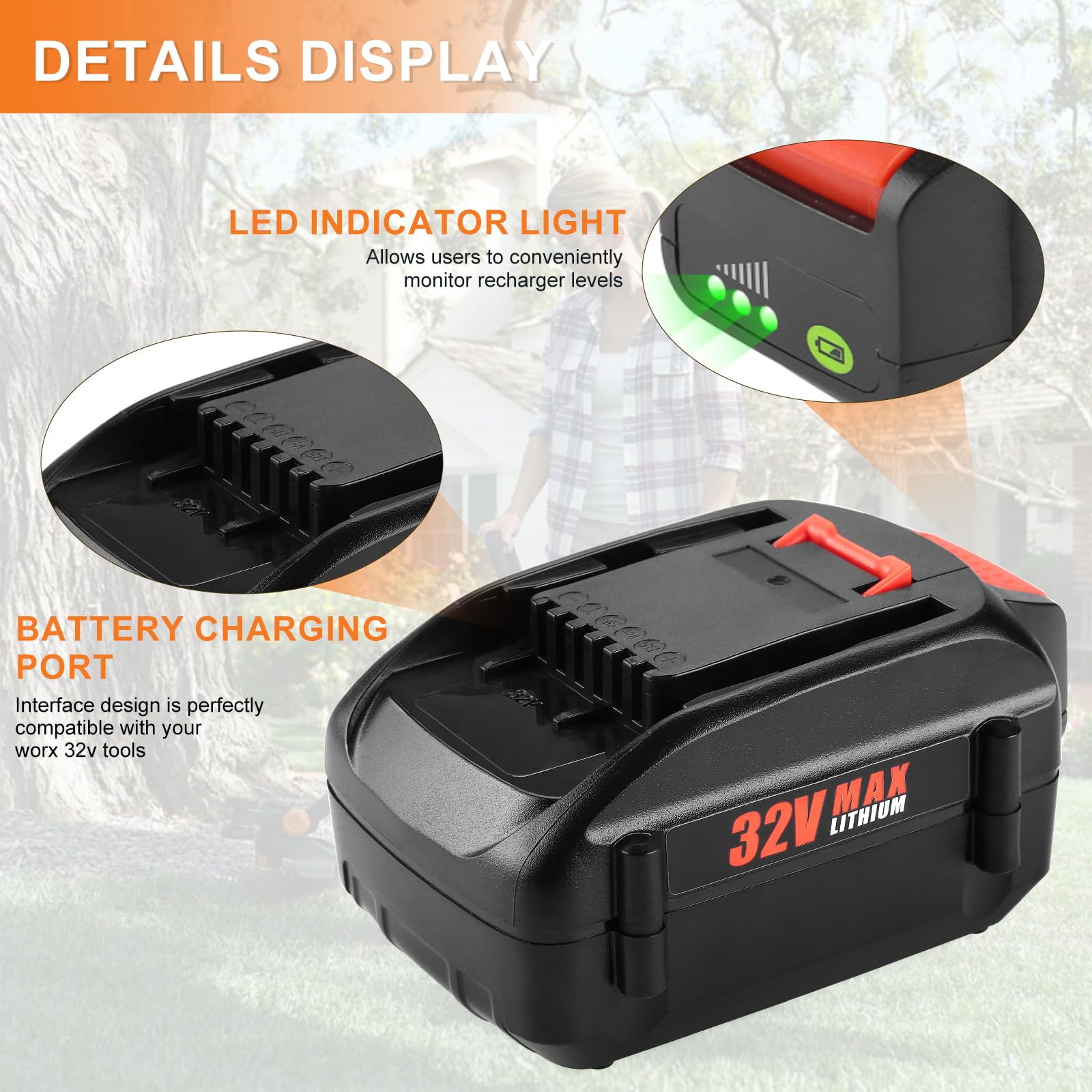 Yard Works Battery DONGPUCUN 32V 3.5Ah Lithium Battery And Charger Kit ...