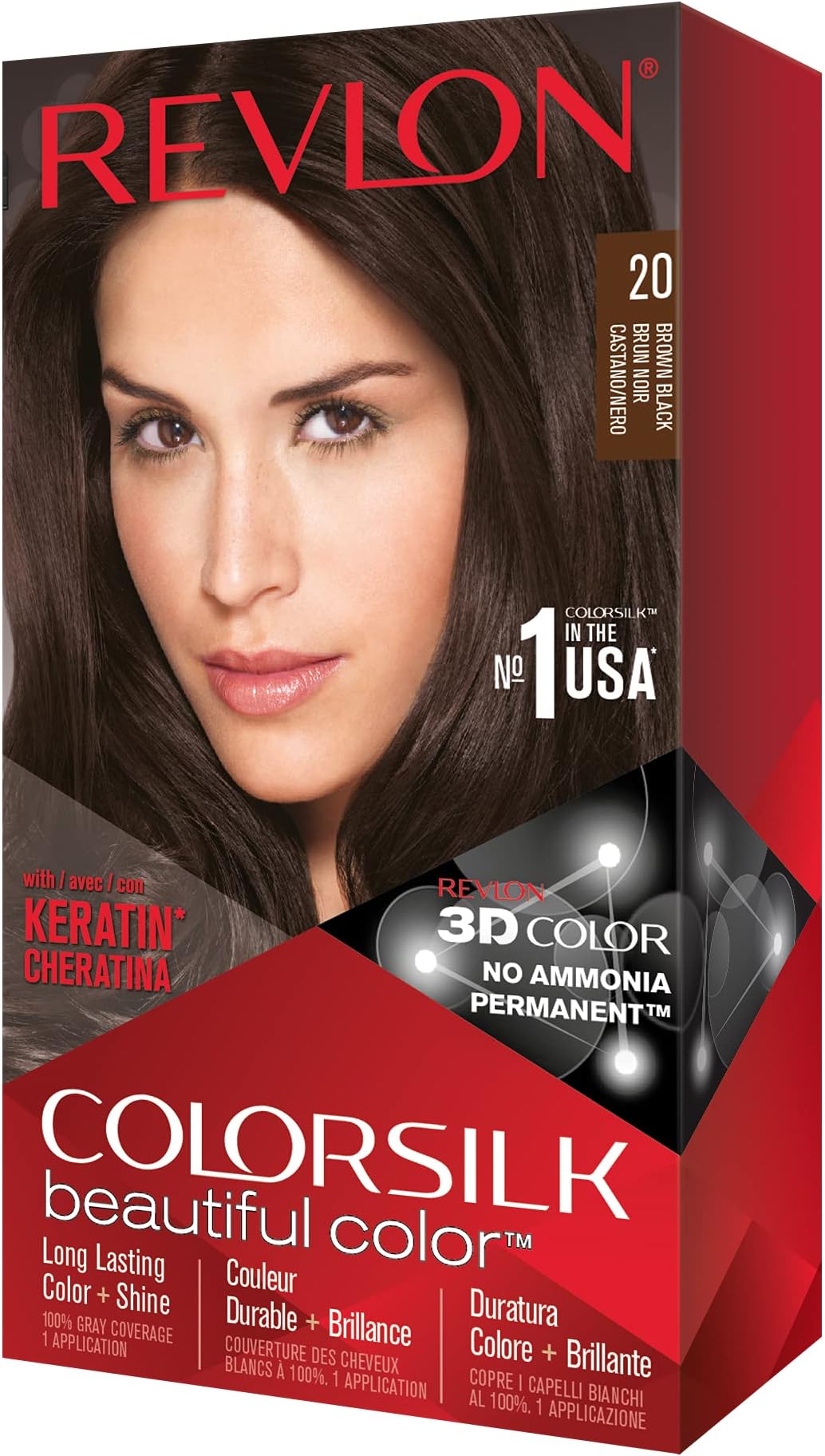 Amazon.com : Revlon ColorSilk Hair Color, 20 Brown Black 1 ea (Pack of ...