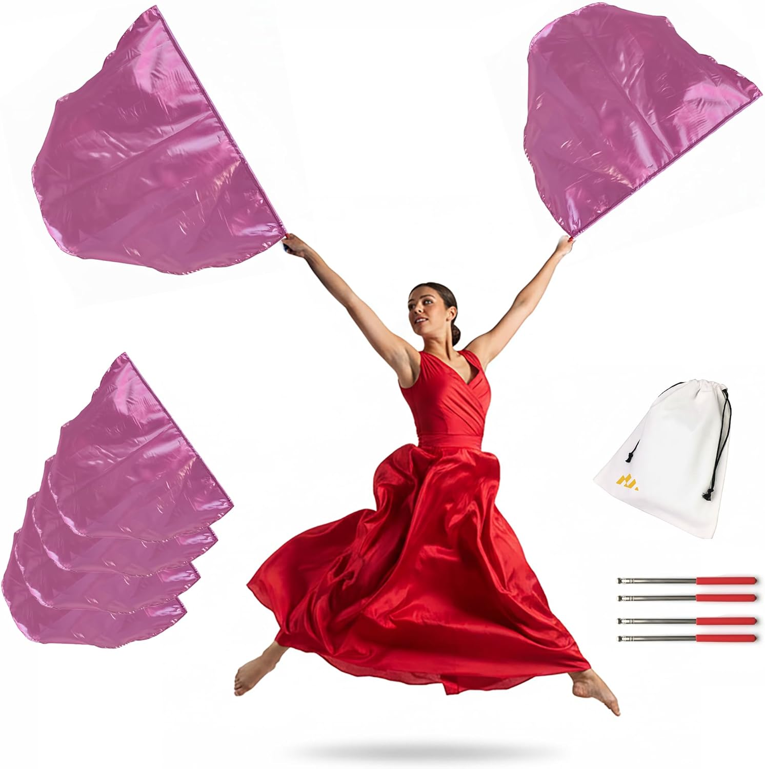 Amazon.com : 4PCS Half-Circle Worship Dance Flags with 4 Telescopic ...