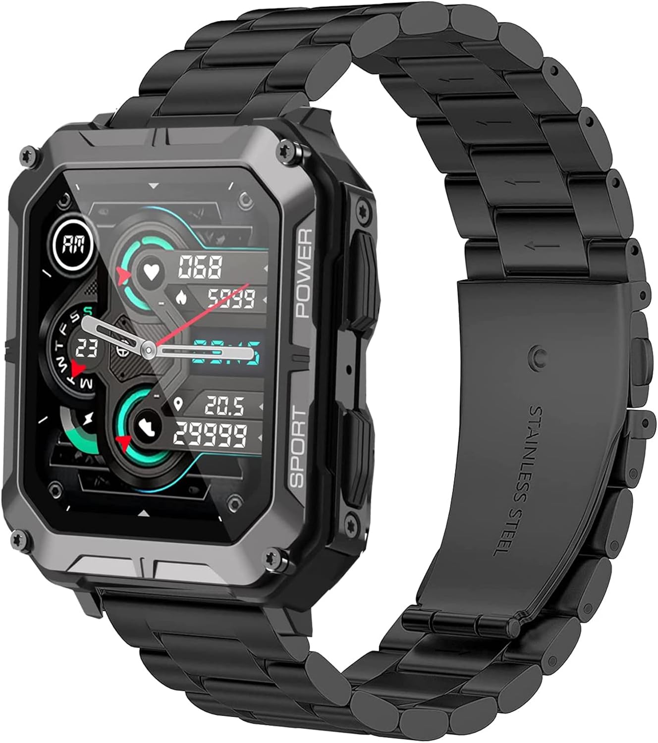 PUREROYI Military Smart Watch Band, Quick Release Stainless Steel Metal ...