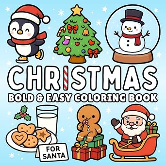Amazon.com: Christmas Bold & Easy Coloring Book: for Kids, Teens ...