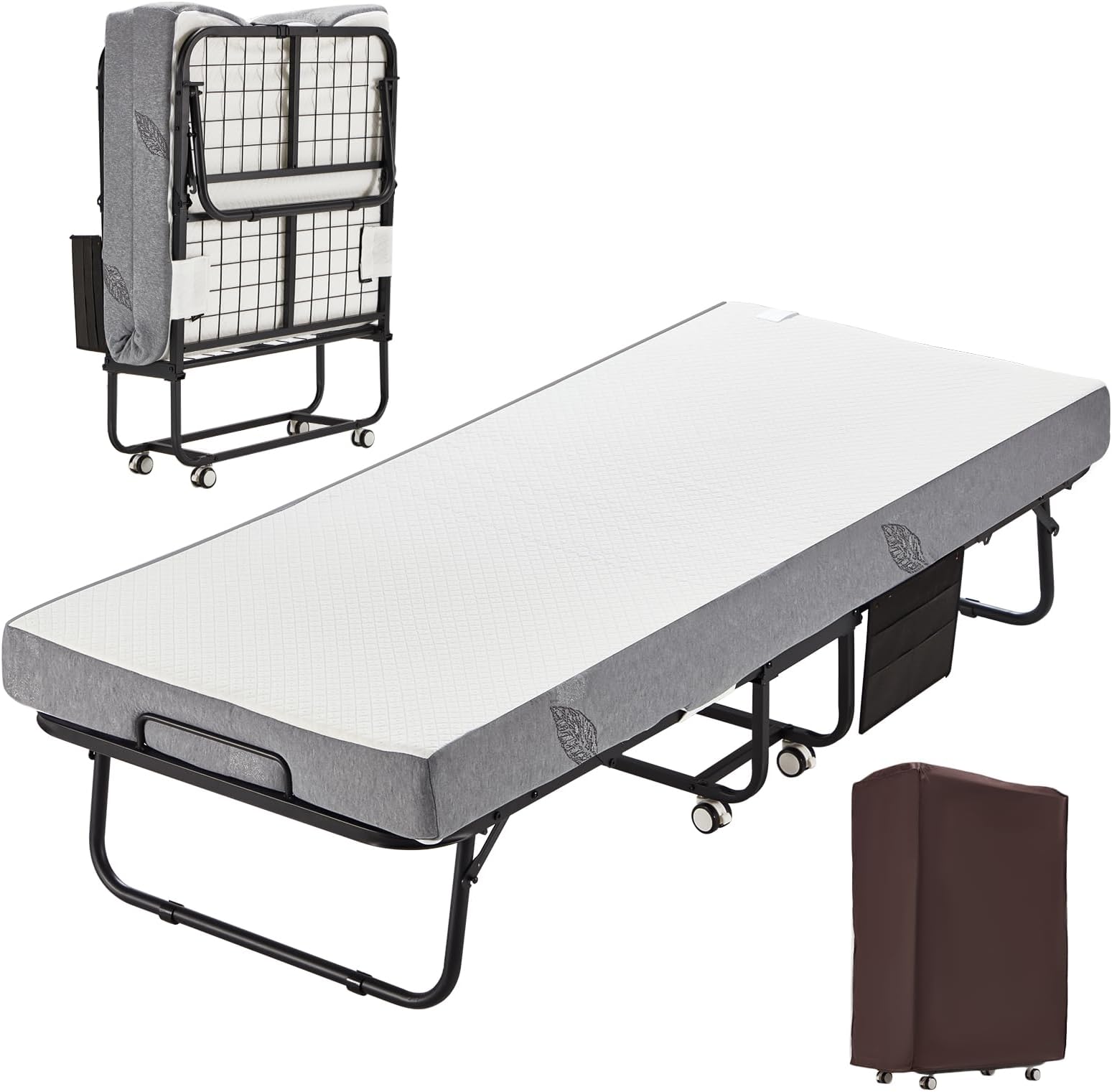 Amazon.com: EconoHome Folding Bed with Mattress - 75x38 Twin Size Bed ...