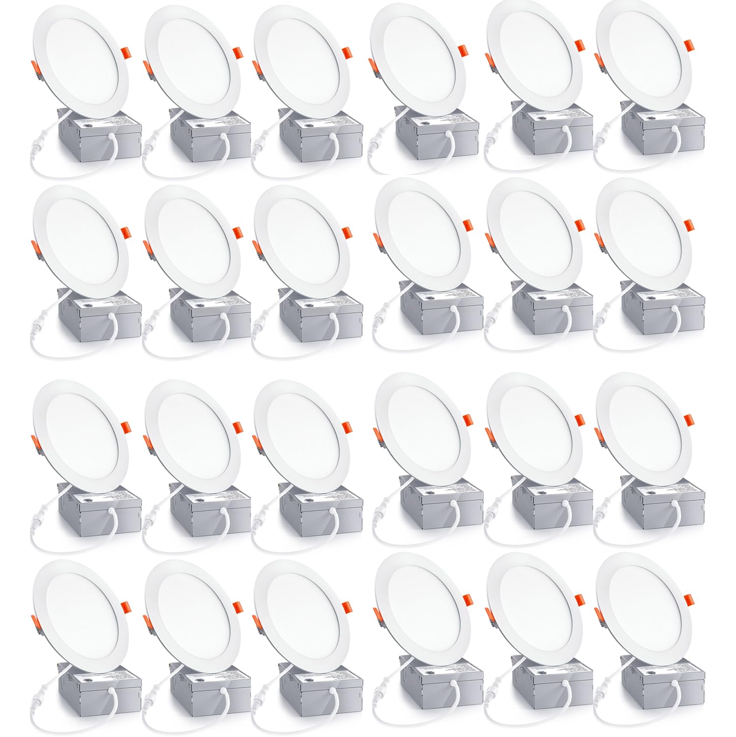 24Pack 6 inch led recessed light with Junction Box,Can lights,12W LED ...