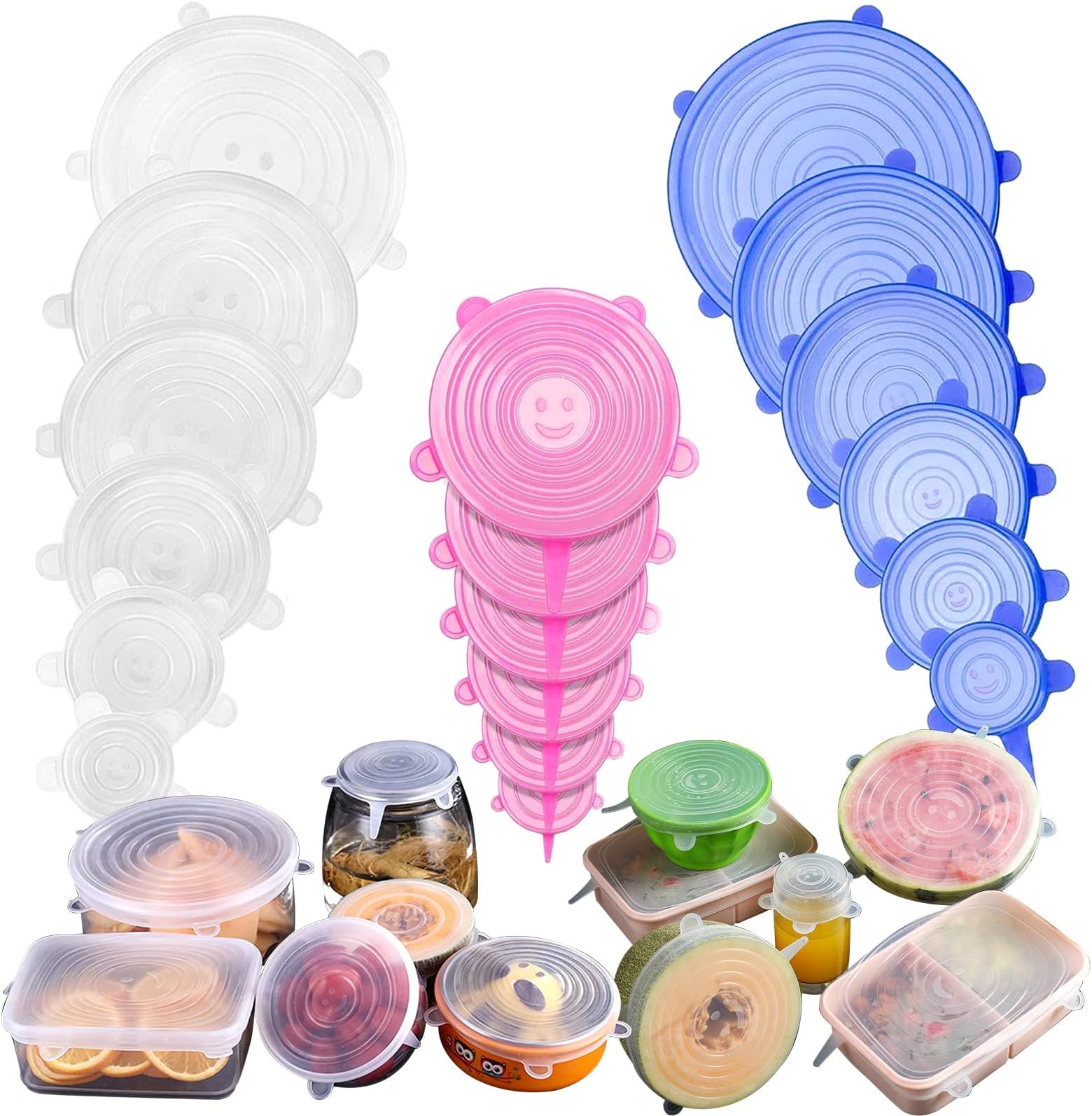 Amazon.com: Yuroochii 18 Pack Silicone Stretch Lids Reusable Durable ...