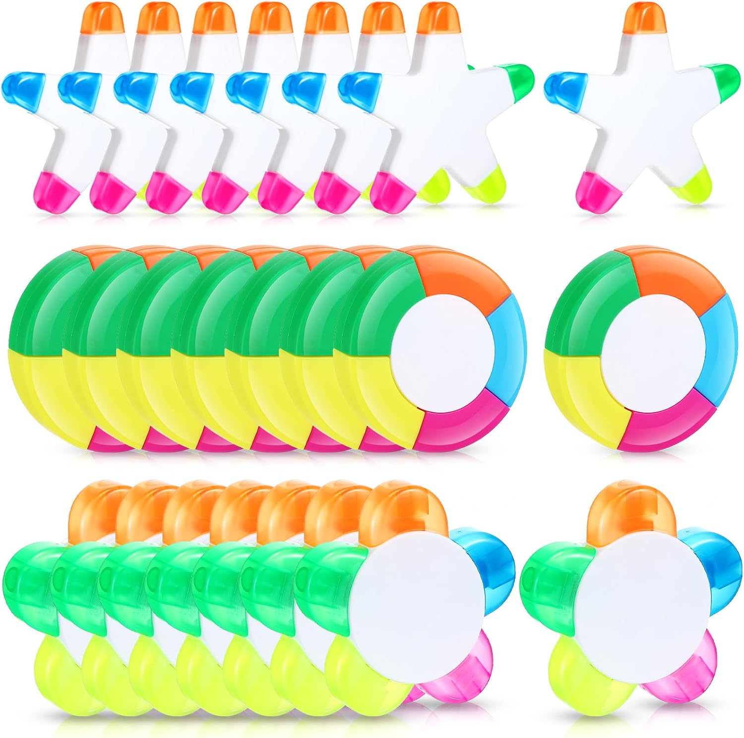 Amazon.com : 24 Pcs Fluorescent Highlighter Pens with Star Highlighters ...