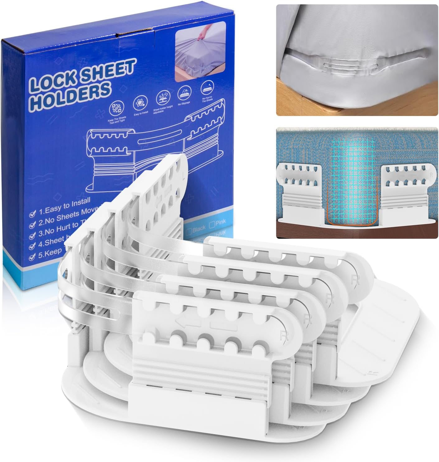 Amazon.com: Sheet Holders, Bed Sheet Holders for Corners, Lock Sheet ...
