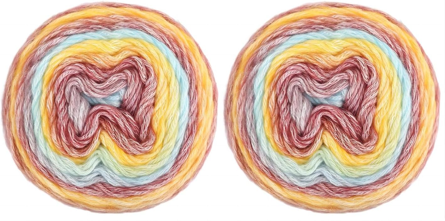 Amazon.com: Lerchiyar Gradient Cake Yarn Multicolor Fairyland Rainbow ...