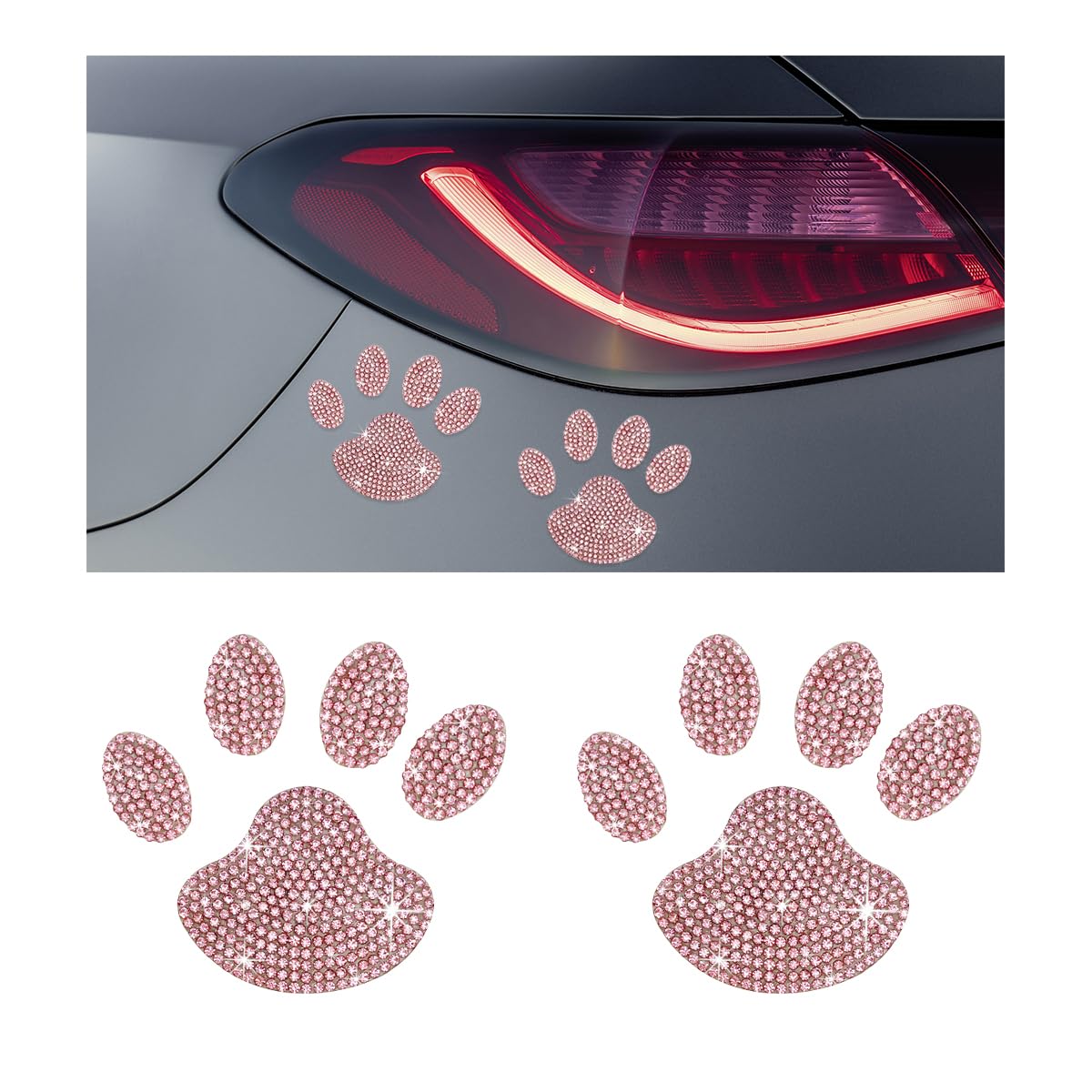 Amazon.com: Suvnie 2 PCS Bling Dog Paw Car Decal, Crystal Rhinestone ...
