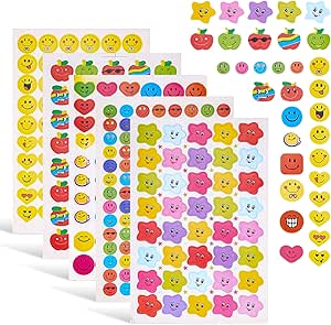 Zhujiehigh 50 Sheets Smiley Face Stickers, Reward Charts Stickers for ...