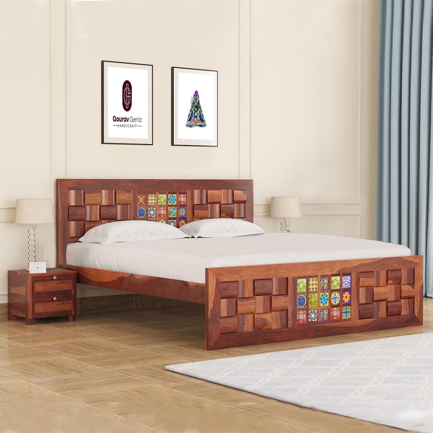 Gouravgenic handicraft Solid Sheesham Wood King Size Without Storage ...