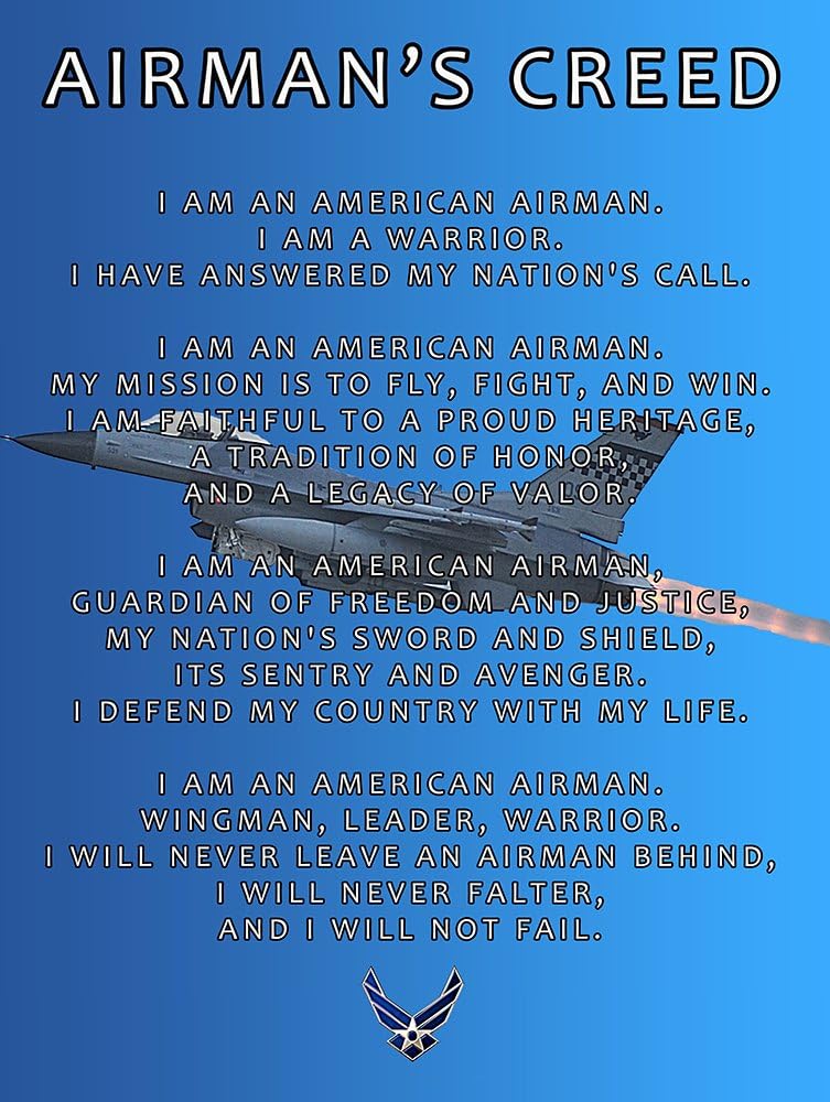 US Air Force Creed Poster USAF Creed Air Force Gifts USAF 18X24 (AFC3 ...