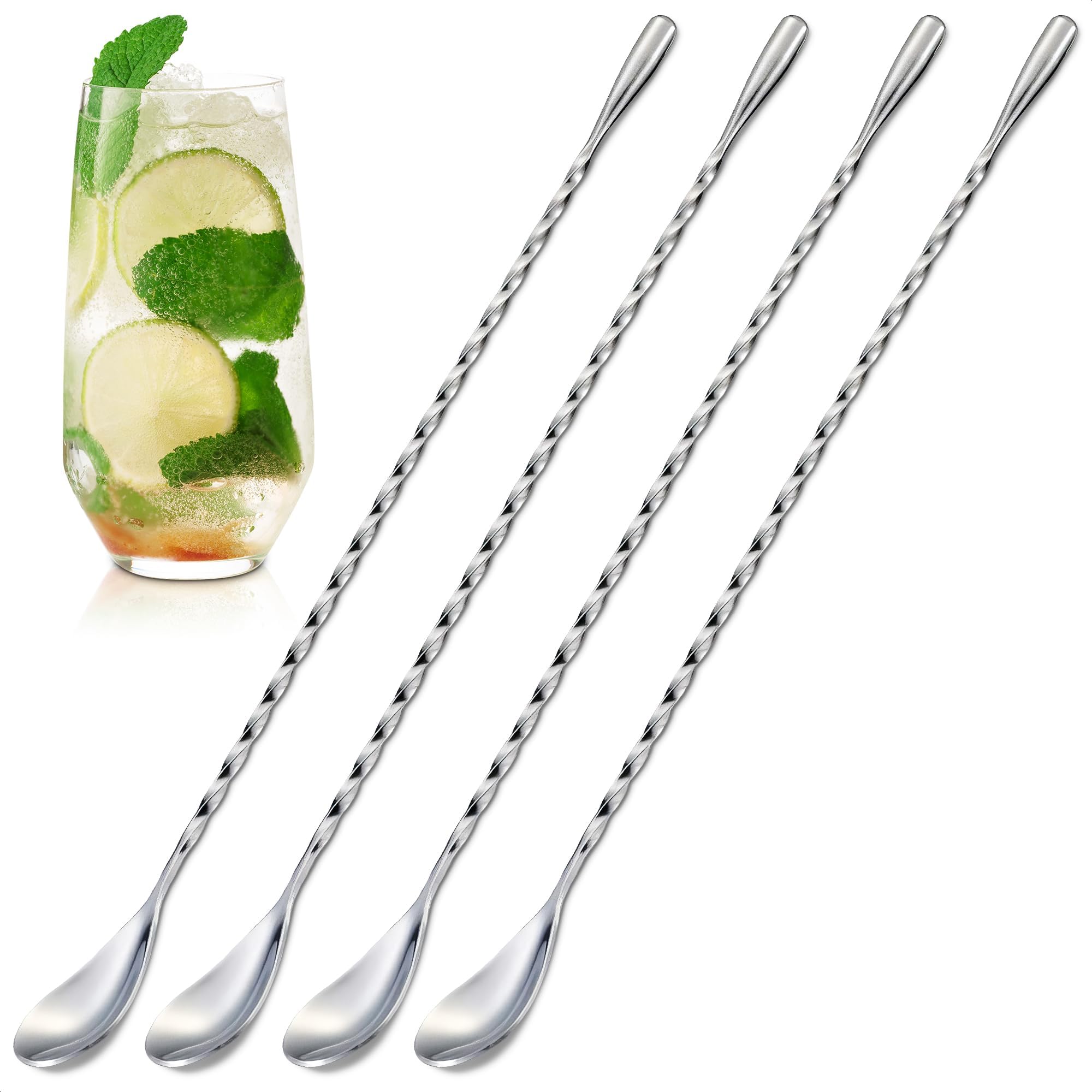 Amazon.com: 6 Pcs 12 Inch Bar Mixing Spoon Cocktail Spoon Stainless ...