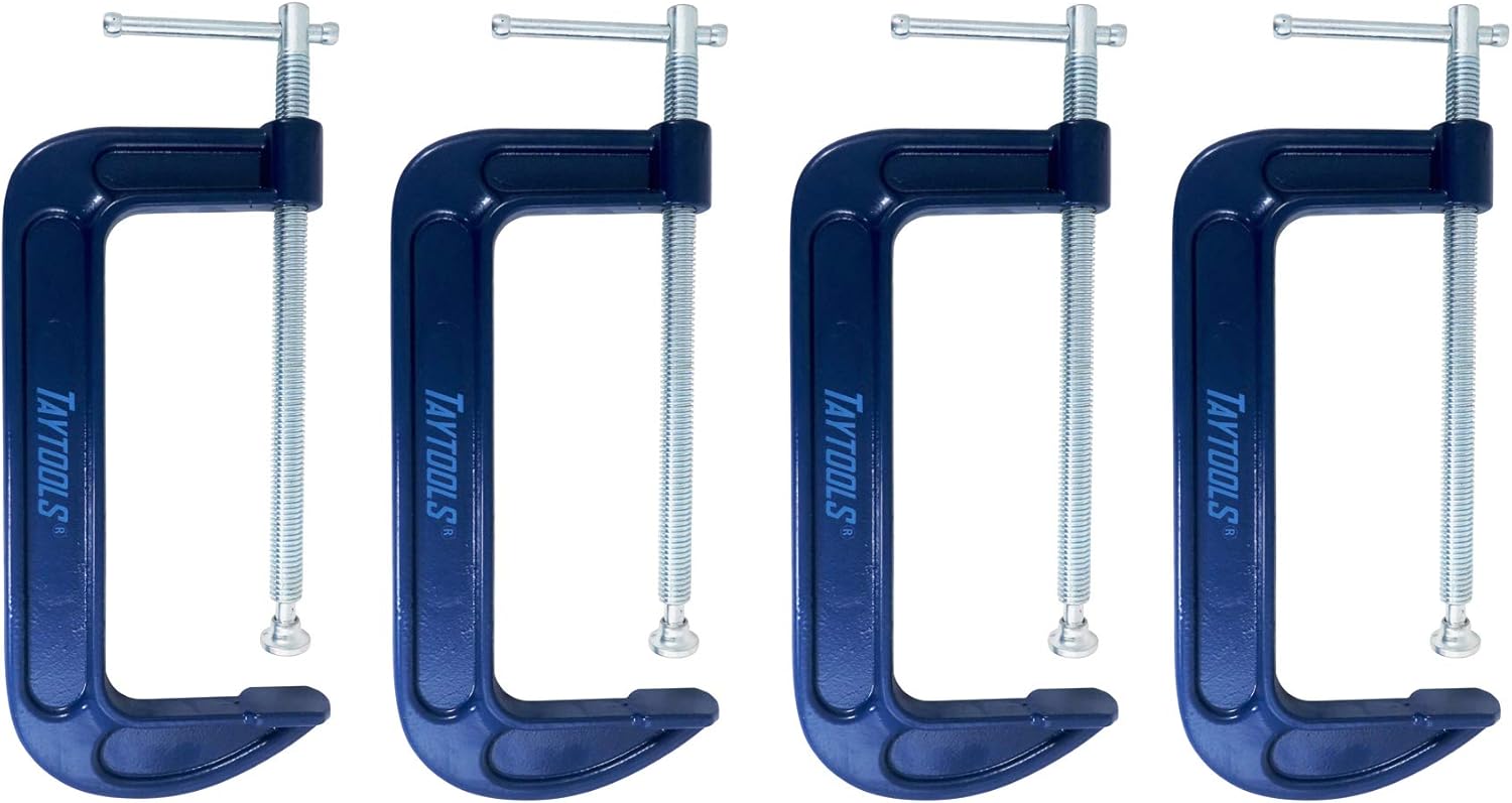 4 Pack Taytools 6 Inch C Clamps Malleable Steel Frame Power Coated Acme ...