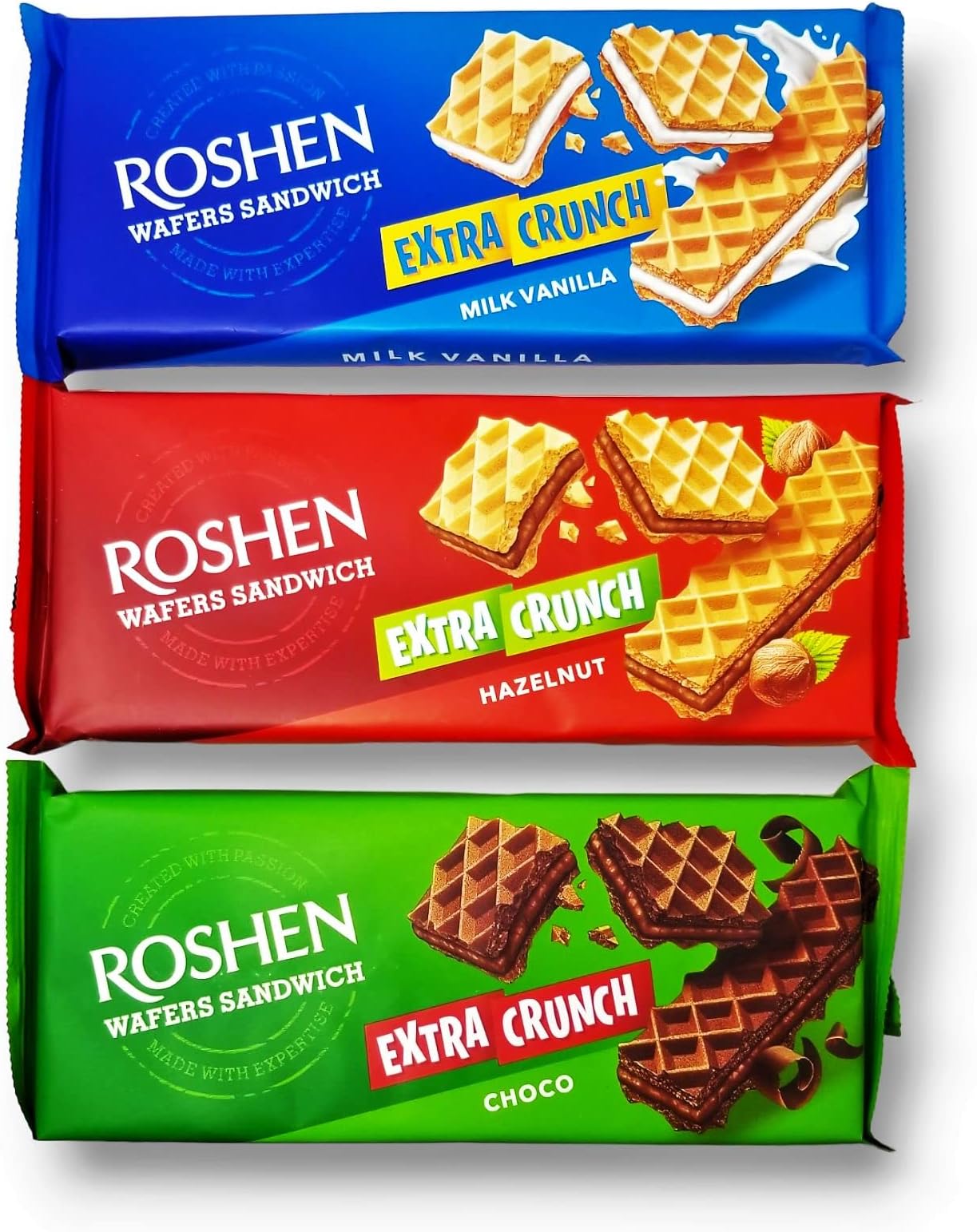 Amazon.com : Roshen Extra Crunchy Wafers Sandwich, Choco, Hazelnut and ...