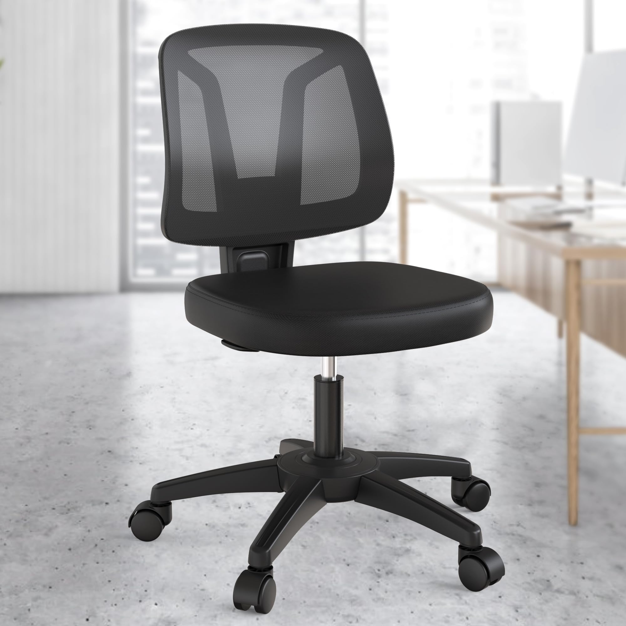 Amazon.com: GGN Armless Kids Desk Chair Small Office Chair with Wheels ...