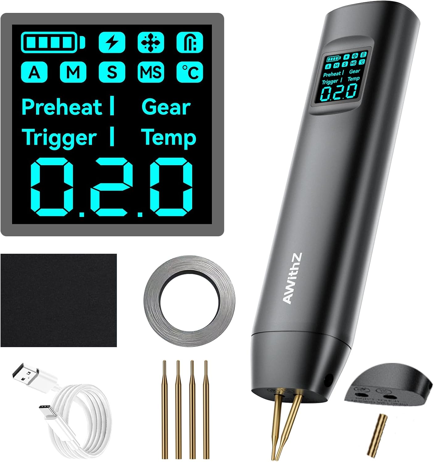 AWithZ 18650 Battery Spot Welder with 1.5" Digital Display 90 ...