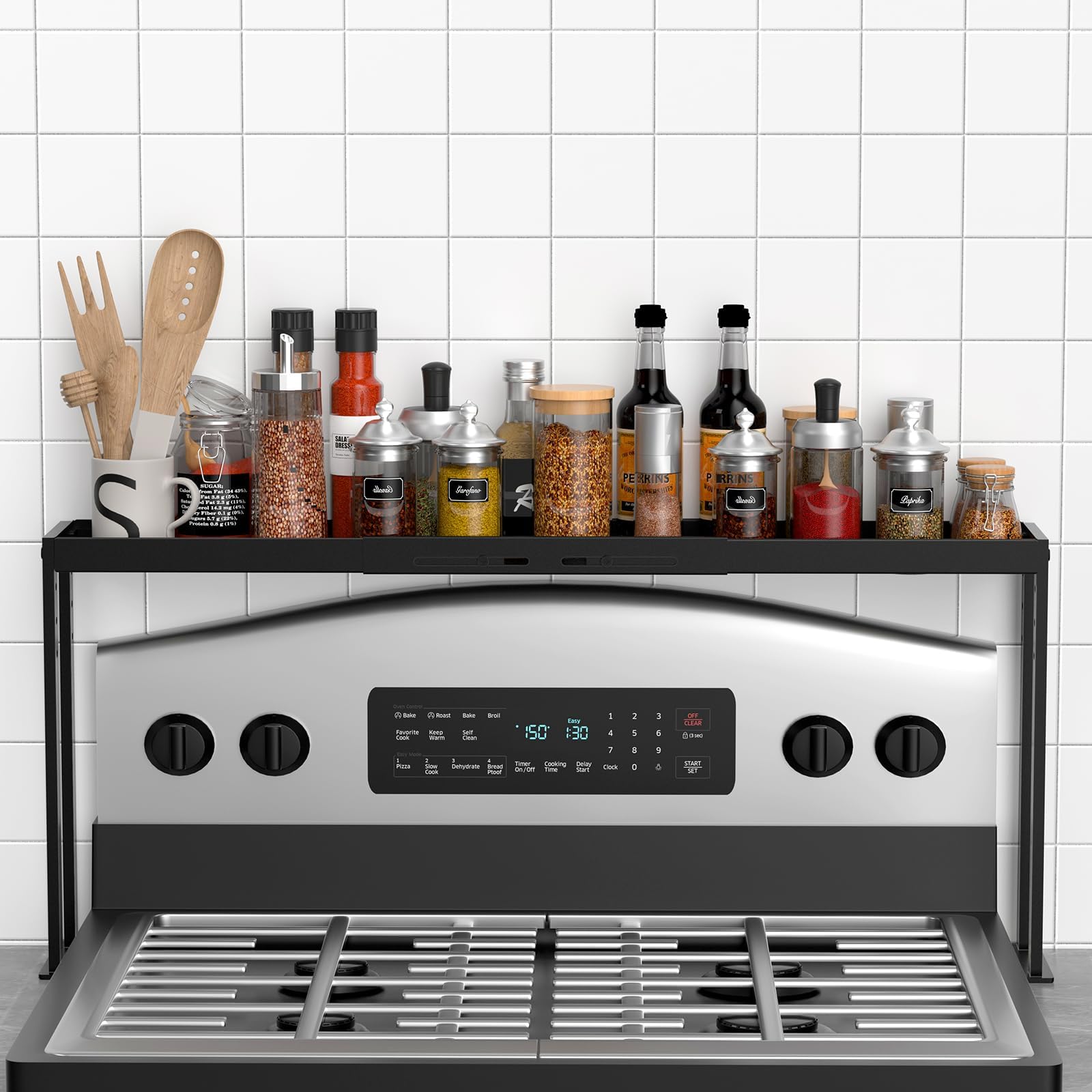 Amazon.com: Deep Sea Kitchen Storage Wooden Over the Stove Spice Shelf ...