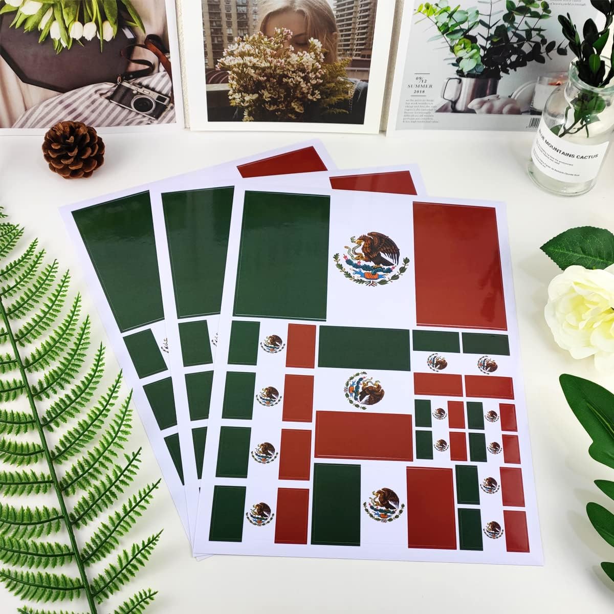 Calcomanía de la bandera de México, en varios tamaños (paquete de 3, 11 ...