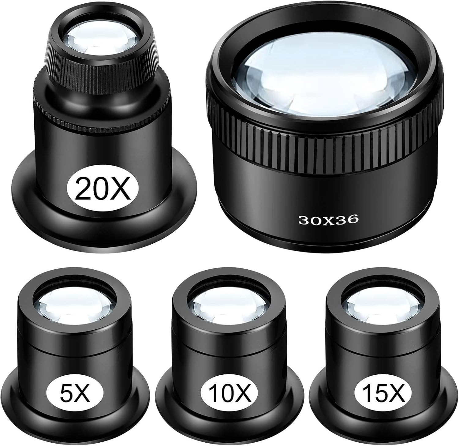 Amazon.com: SUNJOYCO 5PCS Jewelers Loupes, 5X 10X 15X 20X 30X Eye Loop ...