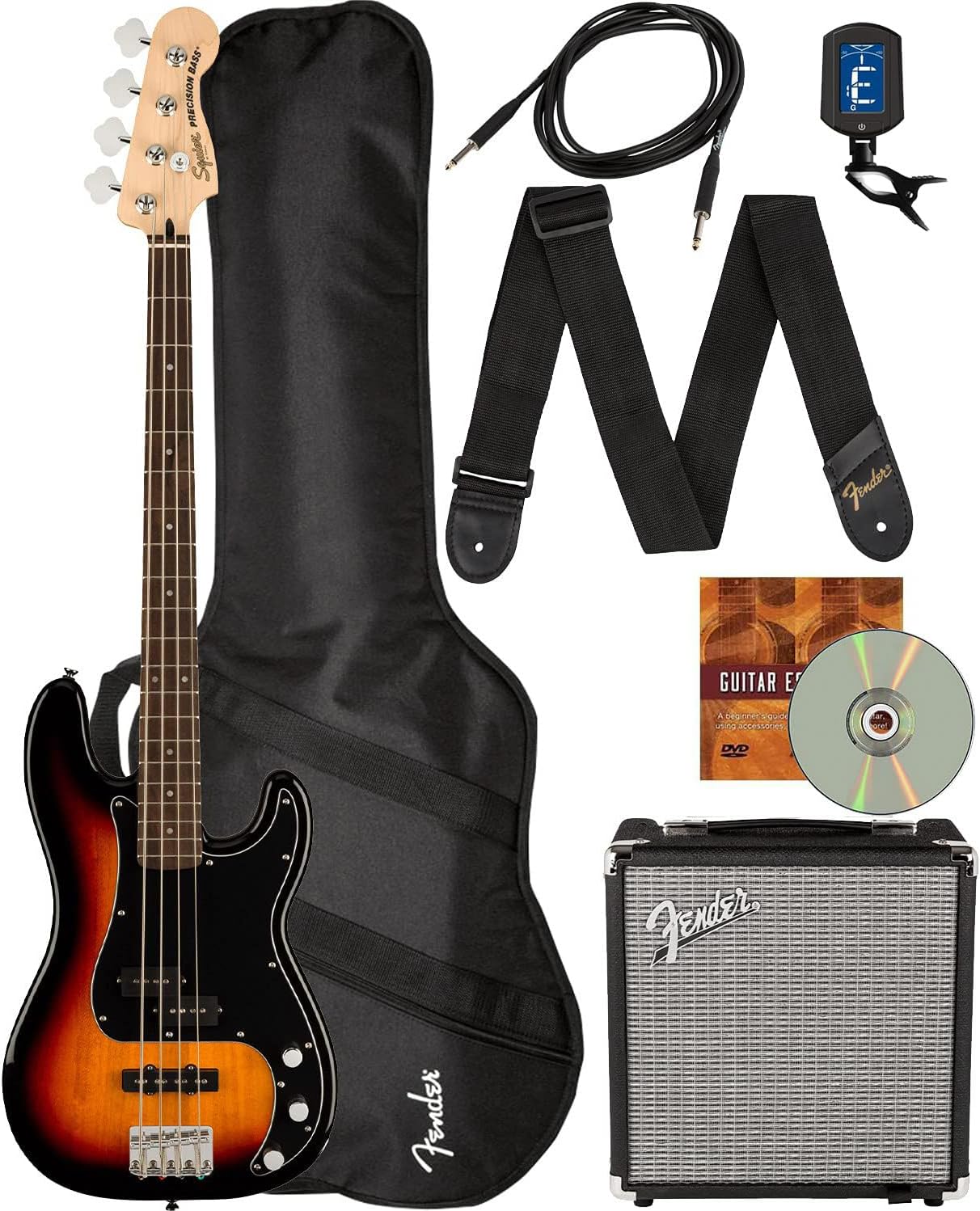 Amazon.com: Squier Affinity Series Precision Bass PJ Pack - 3-Color Sunburst with Laurel ...