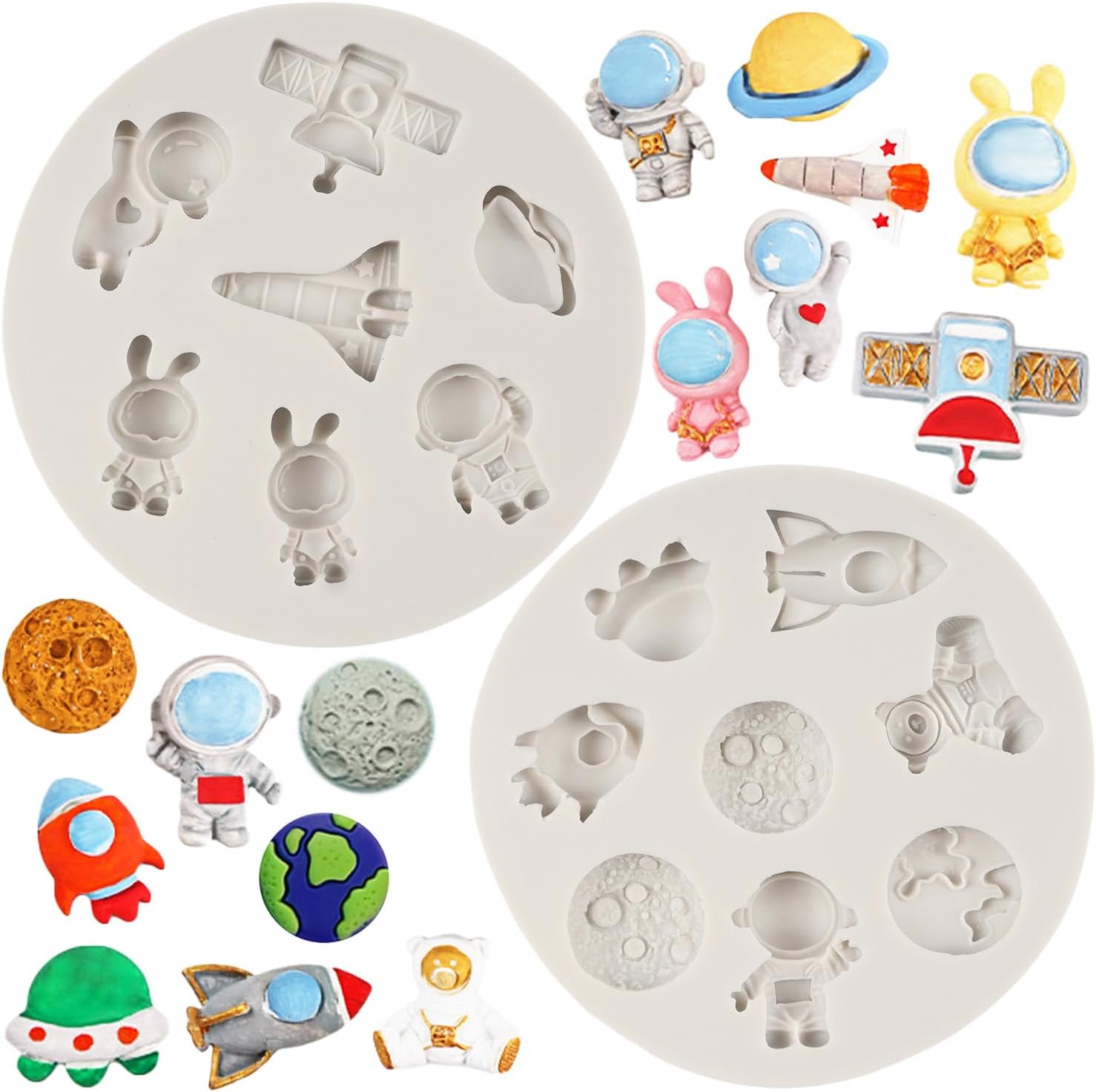 Amazon.com: FCKEMLDS Astronaut Fondant Molds Rocket Planet Silicone ...