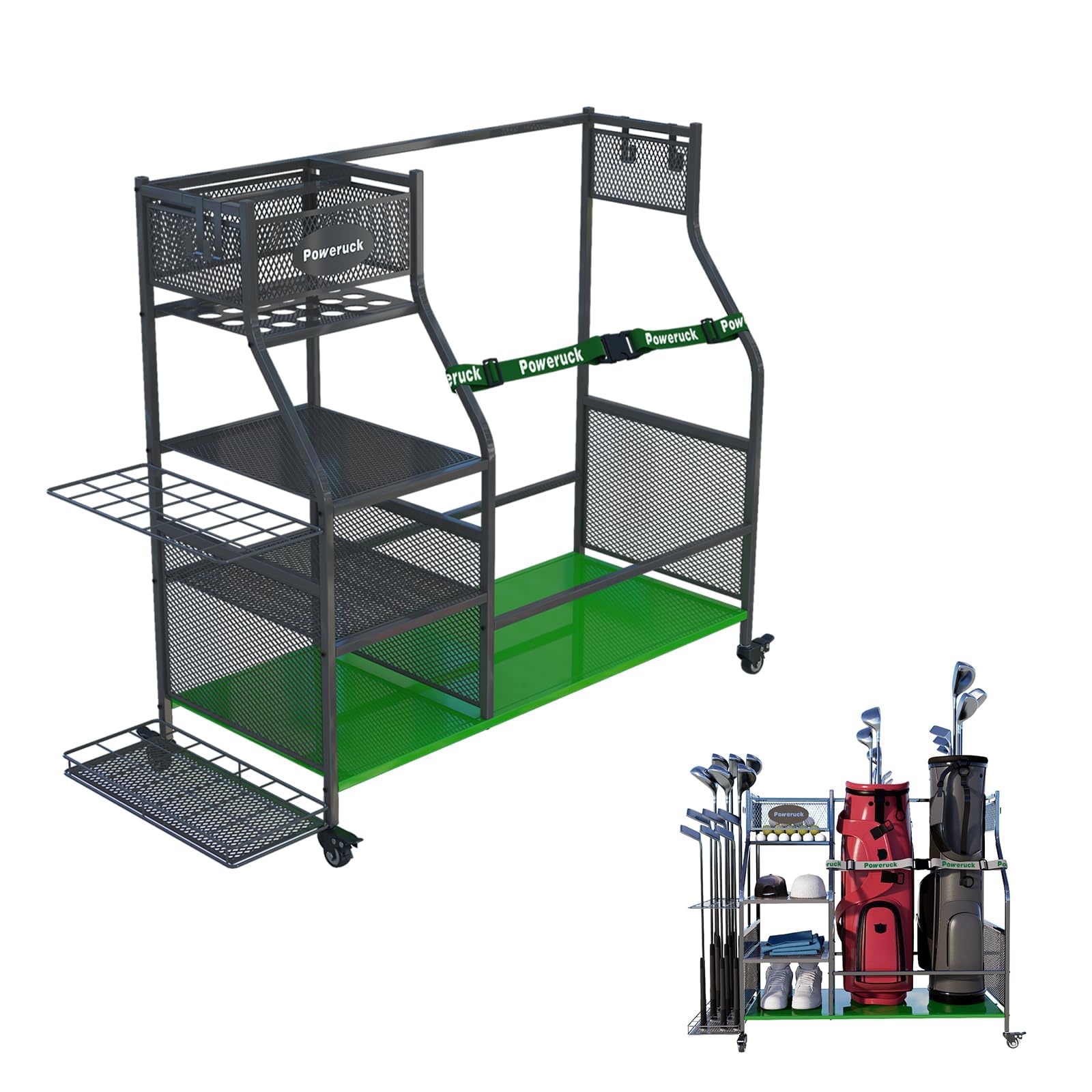 Amazon.com : Poweruck Golf Clubs Bag Organizer for 2 Golf Bags Storage ...
