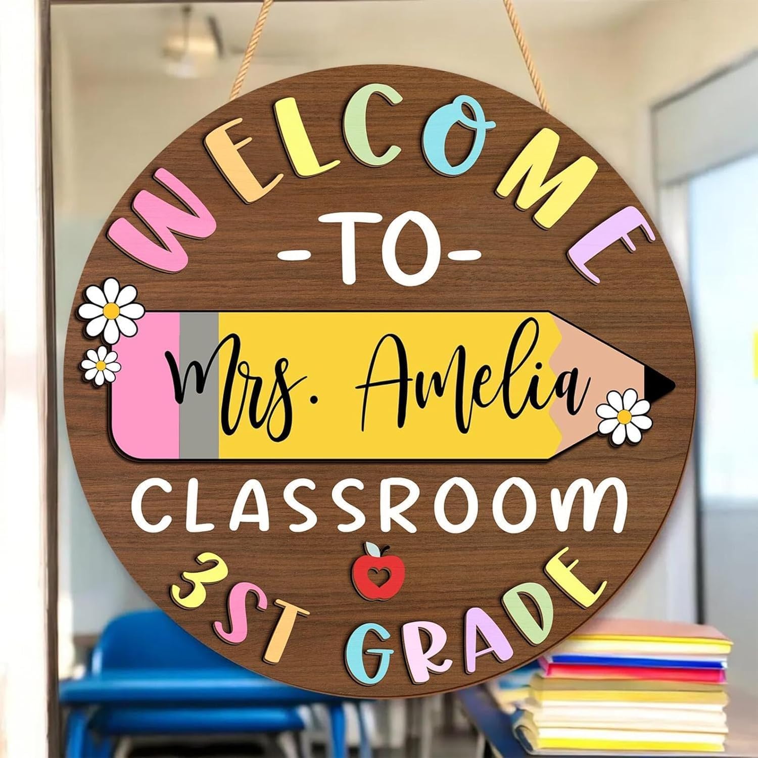 Amazon.com: Custom Classroom Welcome Sign with Pencil Design ...
