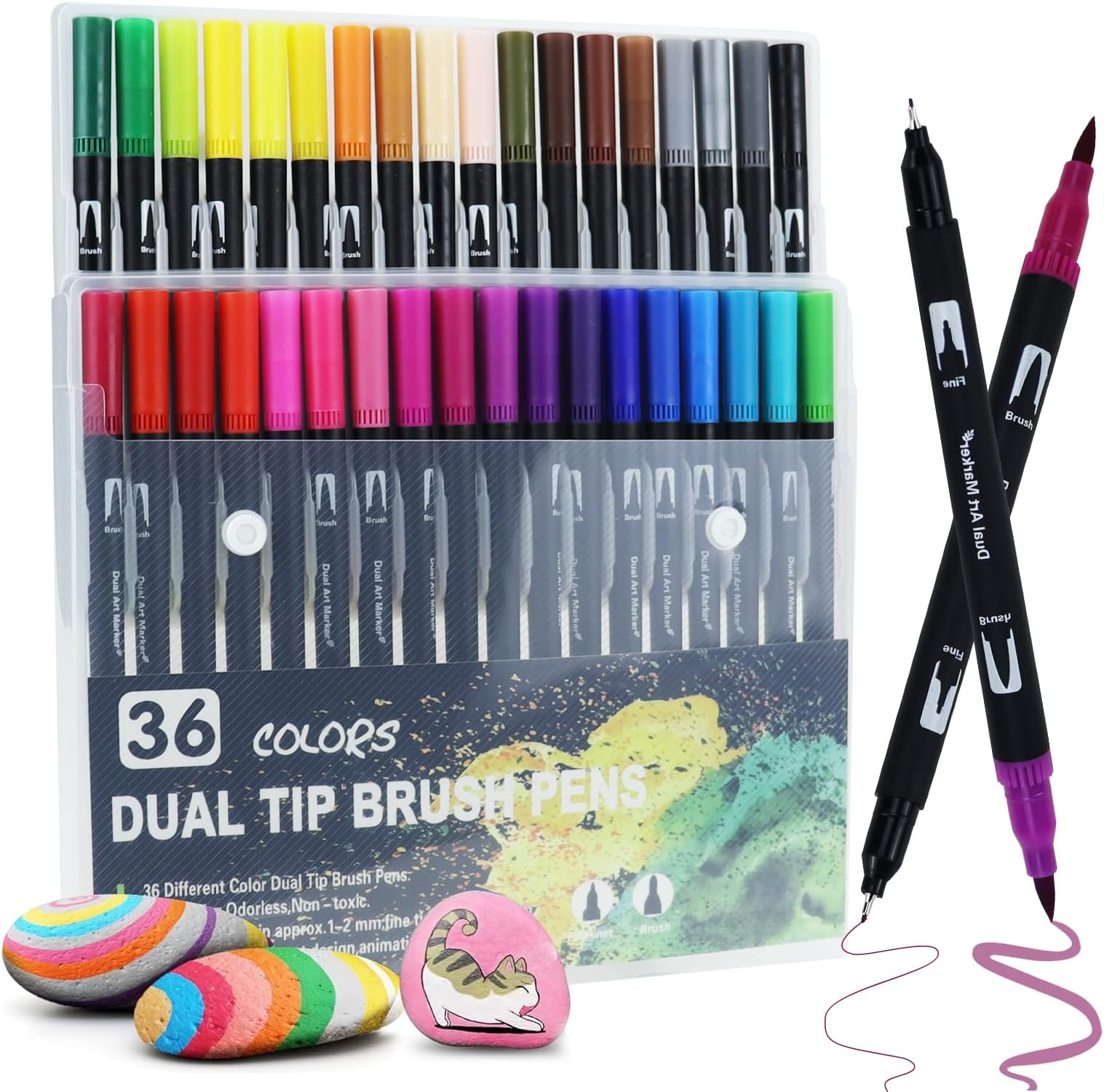 DAGORD Lackstift 36 Farben Dual Brush Pen Set Aquarellstifte Filzstifte ...