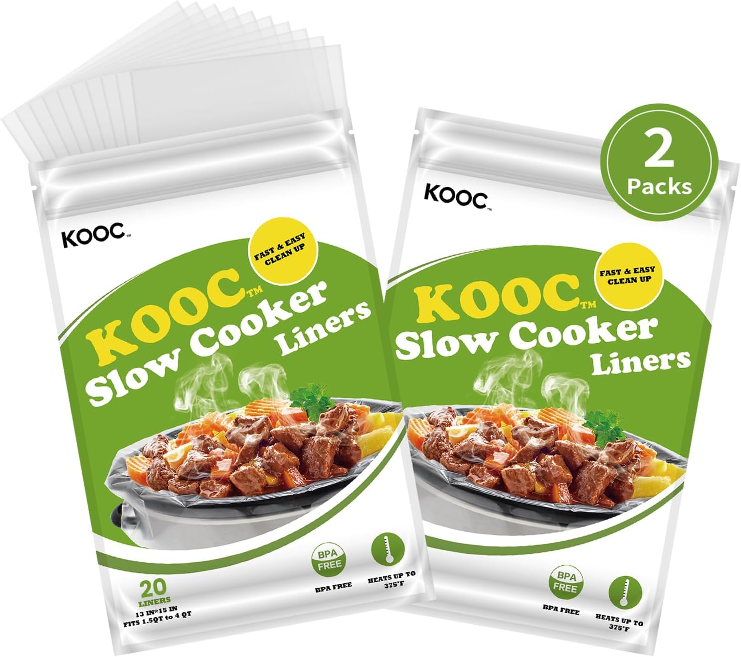Amazon.com: KOOC Slow Cooker Liners 13"x21" 20 Count Large Size Cooking ...