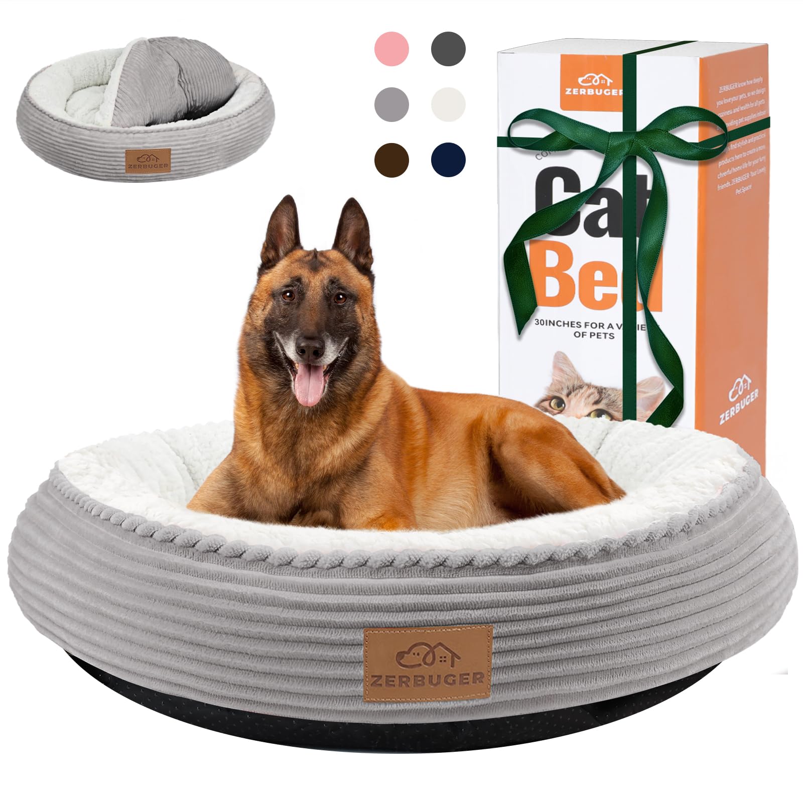Amazon.com : Zerbuger 30in Round Cat Dog Bed for Large Medium Small ...