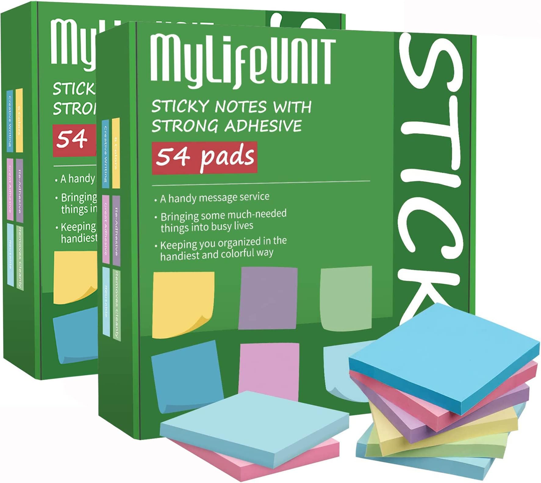 Amazon.com : MyLifeUNIT Sticky Notes 3x3, Bulk Pack 108 Note Pads 10800 ...