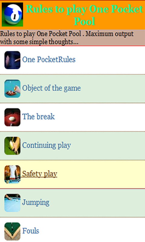 Rules to play One Pocket Pool - App on Amazon Appstore