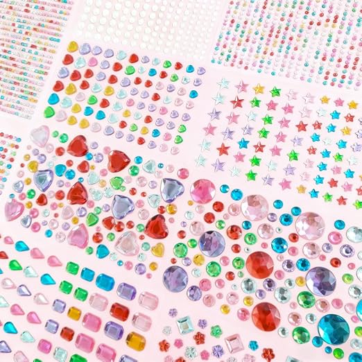Amazon.com: 2742 PCS Gem Stickers, Round, Square, Star, and Heart ...