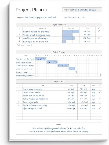 Amazon.com : Project Planner Notepad - Project Management Organizer ...