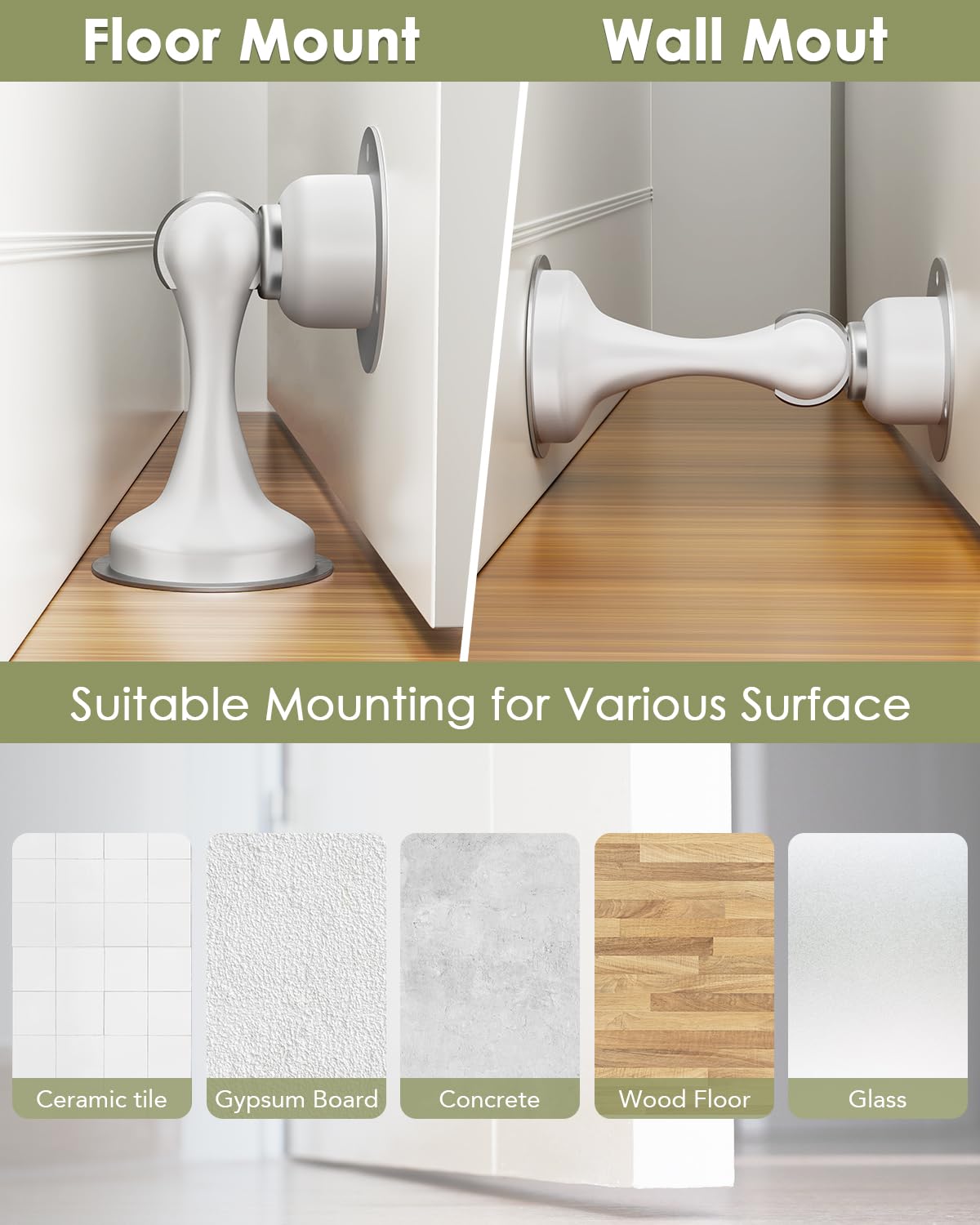 Snapklik.com : Door Stoppers, Magnetic Door Stop 2 Pack Adhesive Stick ...