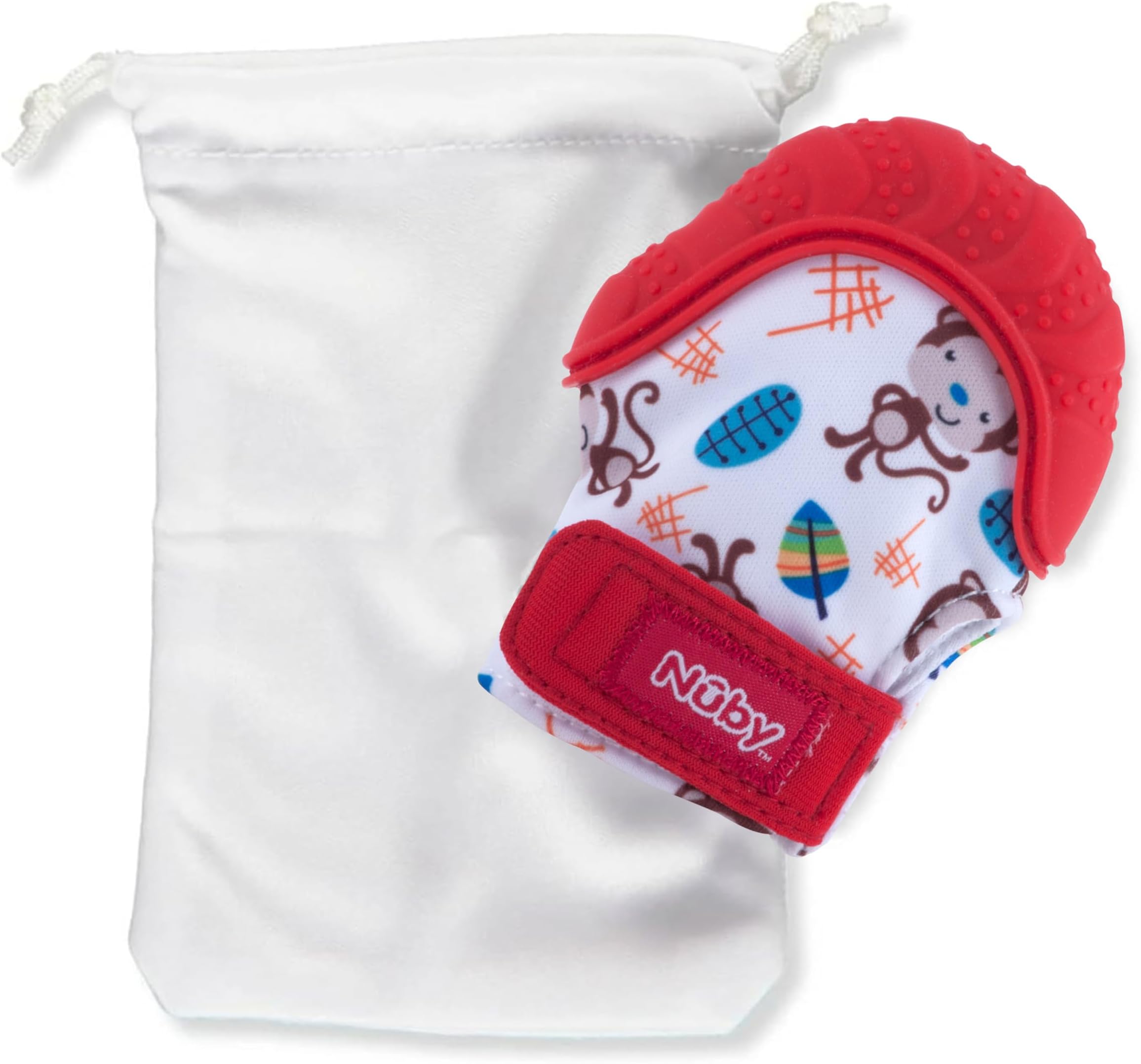 Amazon.com: Nuby Soothing Teething Mitten with Hygienic Travel Bag, Red ...