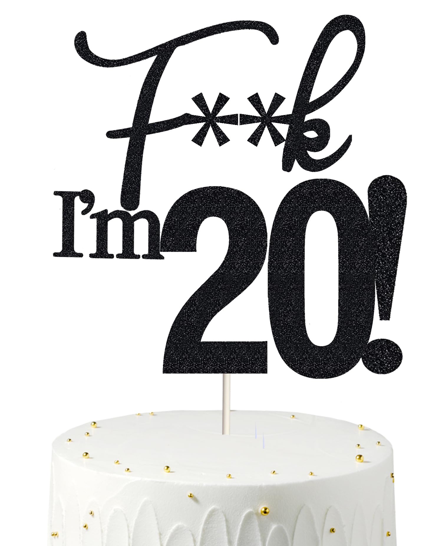Snapklik.com : Birthday Cake Toppers-Black Glitter, Twenty Cake Topper ...